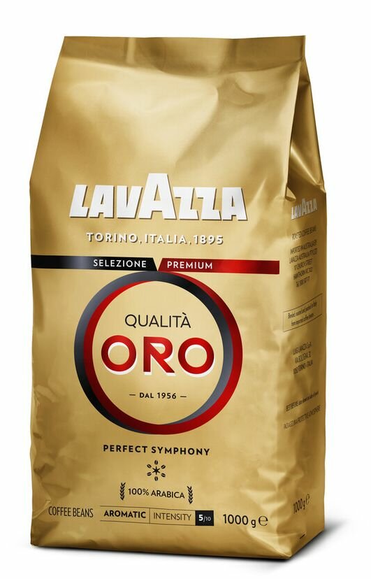 Кофе зерновой LAVAZZA Qualita Oro натуральный жареный, 1кг x 5 упаковок