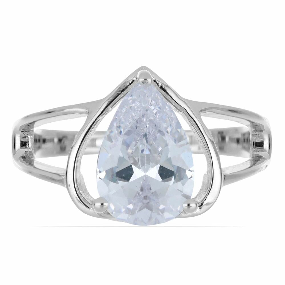 Кольцо тонкое, серебро, 925 проба, родирование, фианит