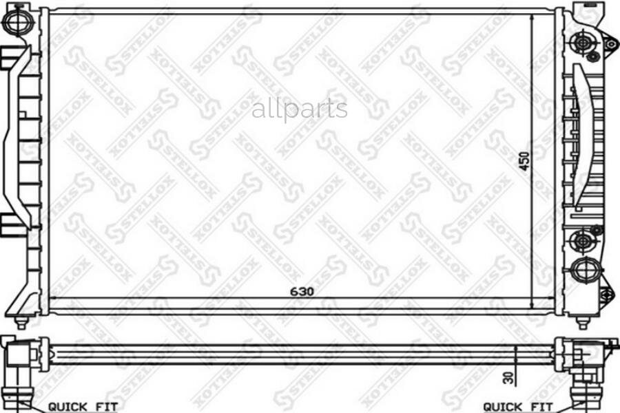 STELLOX 1025158SX радиатор системы охлаждения! АКПП\ Audi A6 2.5TDI AFB/AKN 97>