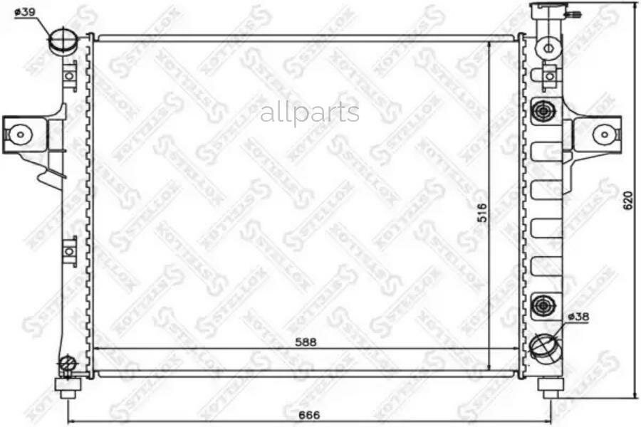 STELLOX 1025635SX радиатор системы охлаждения! АКПП\ Jeep Cherokee/ Grand Cherokee 4.7i 01>
