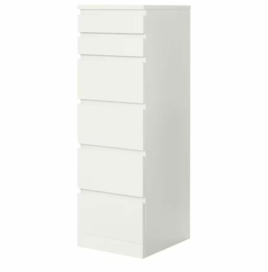 Комод, 40х48х125, Марм, с ящиками для одежды, в прихожую и детскую, с зеркалом, белый, Dipriz