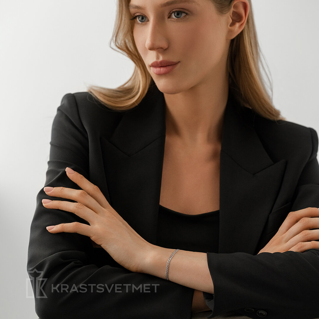 Браслет-цепочка, серебро, 925 проба, родирование