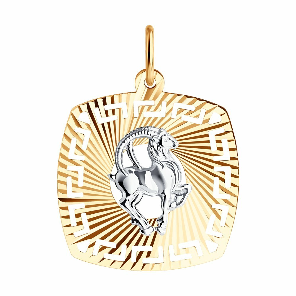 Подвеска, комбинированное золото, 585 проба