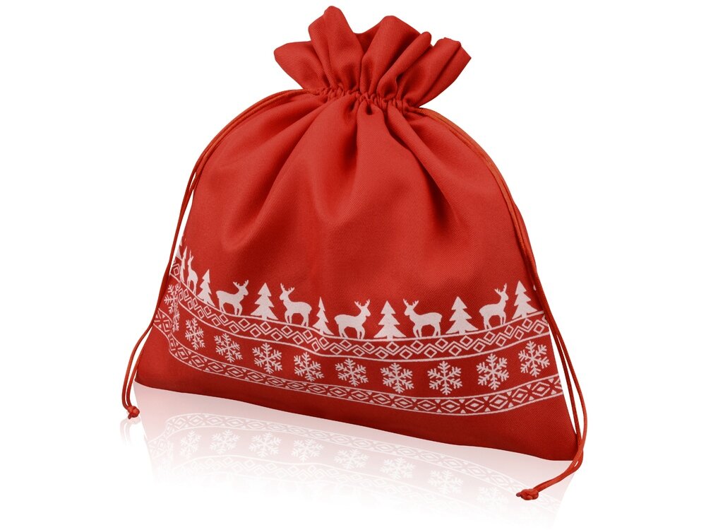 Мешочек подарочный Oasis новогодний, хлопок, завязки, 1 шт, красный