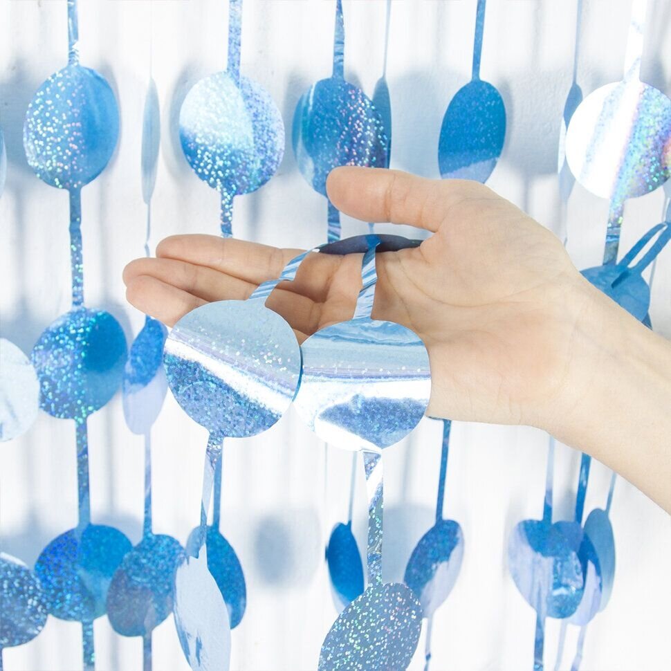 Занавес Круг, Лазерный, Голубой, Голография, 100*200 см, 1 шт.