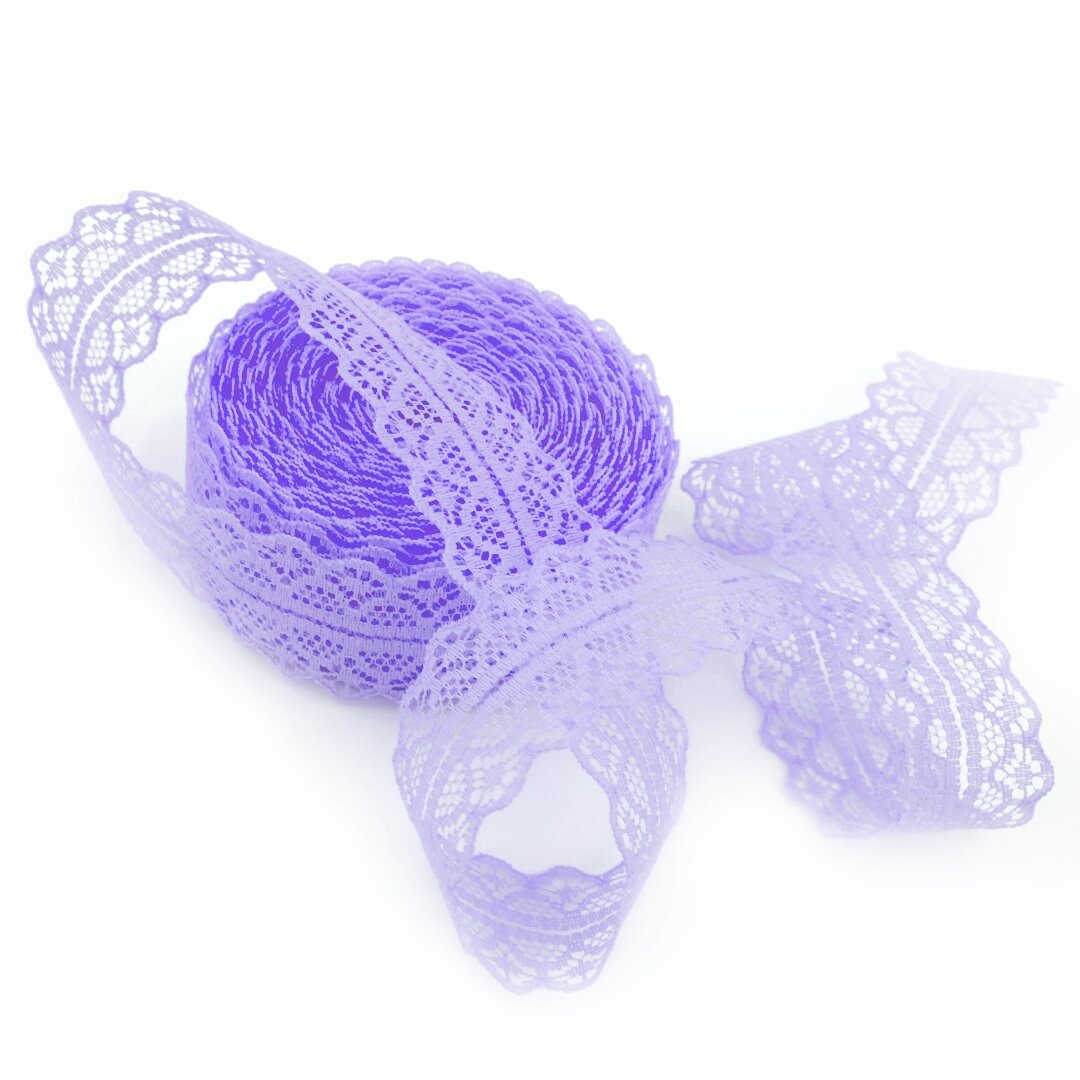 Декоративная лента (3 см*10 м) Тонкое Кружево, Сиреневый, 1 шт.