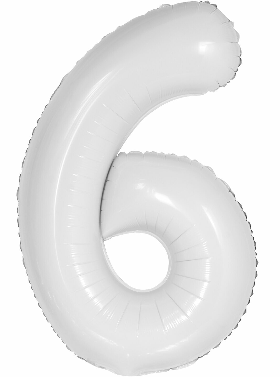 Шар (34'/86 см) Цифра, 6 Slim, Белый, 1 шт. в уп.