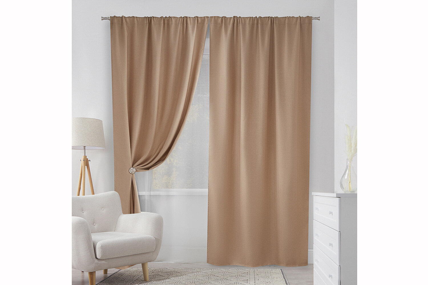 Комплект штор MICASA Federico 150x280 см, блэкаут, на ленте, цвет бежевый