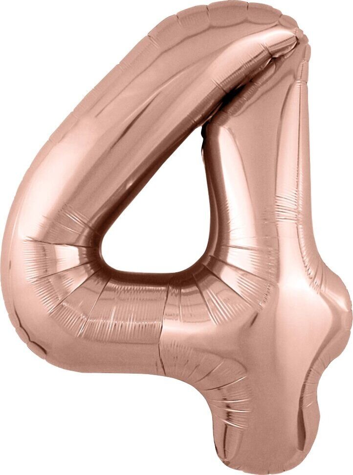 Шар (40'/102 см) Цифра, 4 Slim, Розовое Золото, 1 шт. в упак.