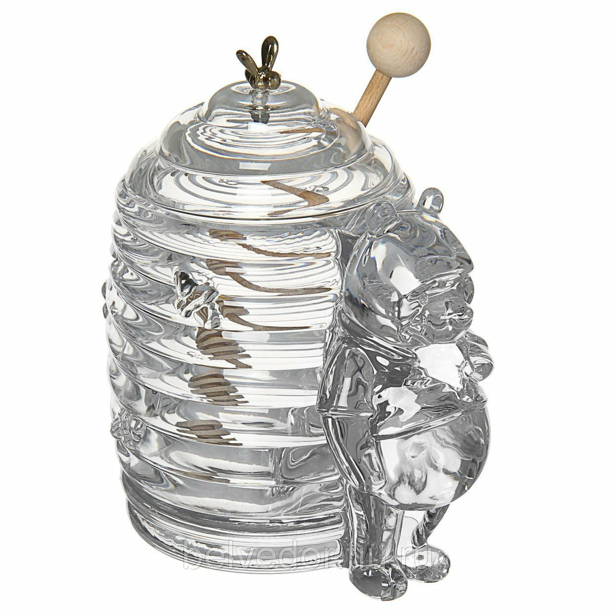 Доза для меда хрустальная "Медвежонок с ульем" 15 см. / 1 шт. Crystal Bohemia