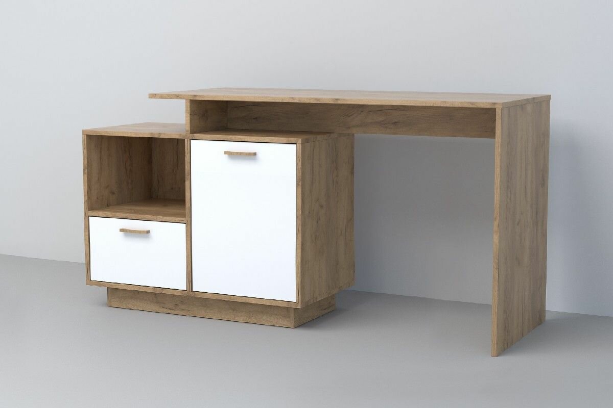 Стол "Эго" СТ-2 (ПД) Дуб Крафт Золотой/Белый Глянец, отдельностоящий