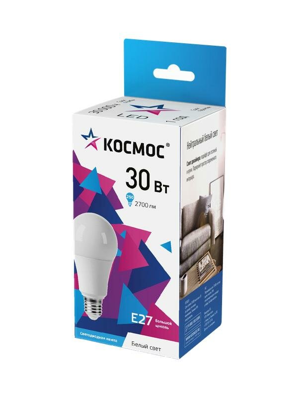 Лампа светодиодная А70 30Вт 4500К Е27 174-265В космос LkecLED30wA70E2745