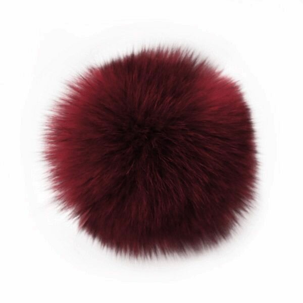Помпон меховой (лиса) 10-12 см (5 штук) бордо