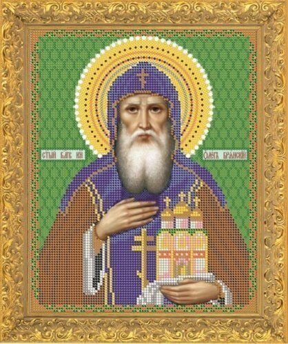 Схема для частичной вышивки бисером с нанесенным рисунком Бис 756 "Святой Олег" (19*24см.)