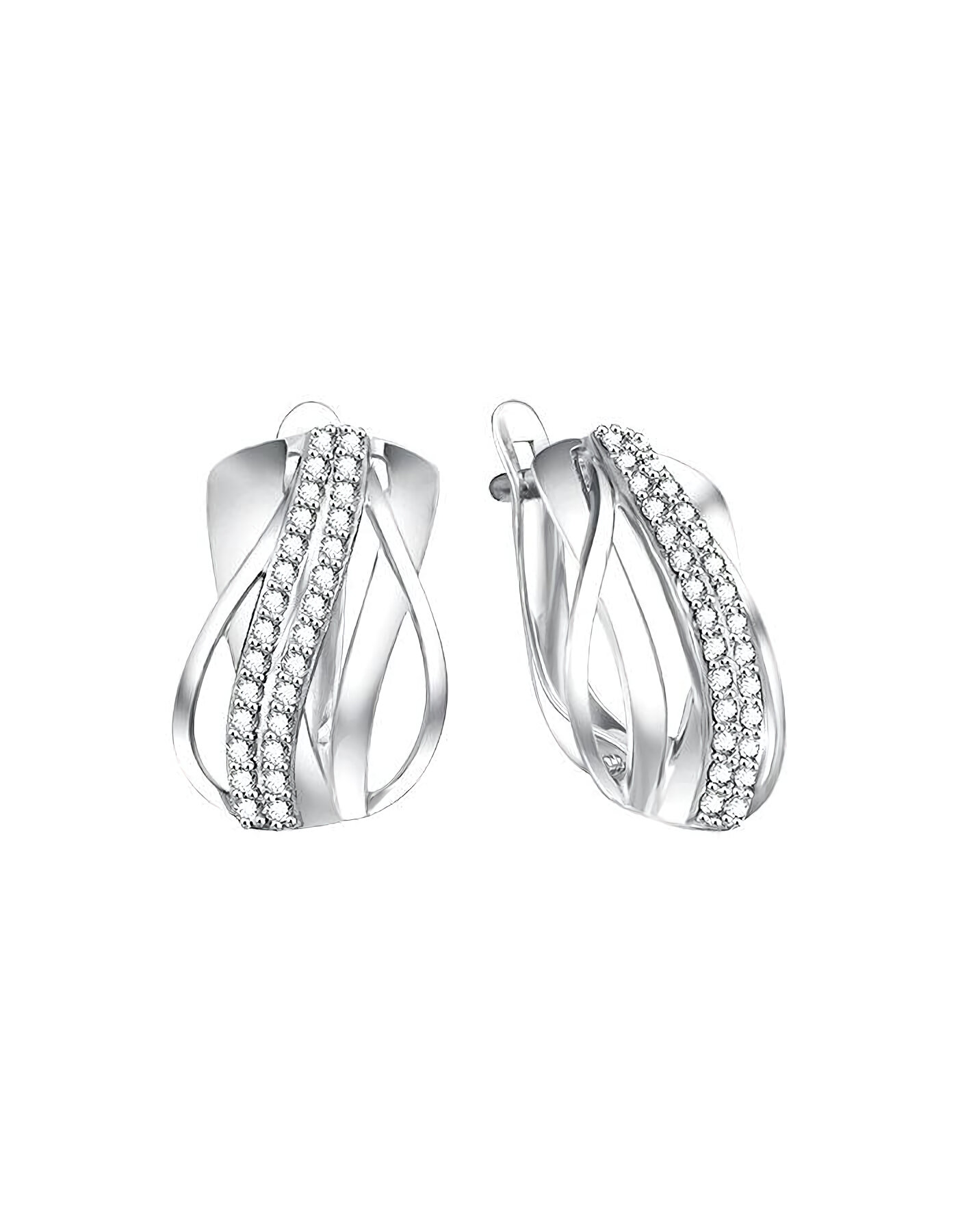 Серьги, серебро, 925 проба, родирование, фианит