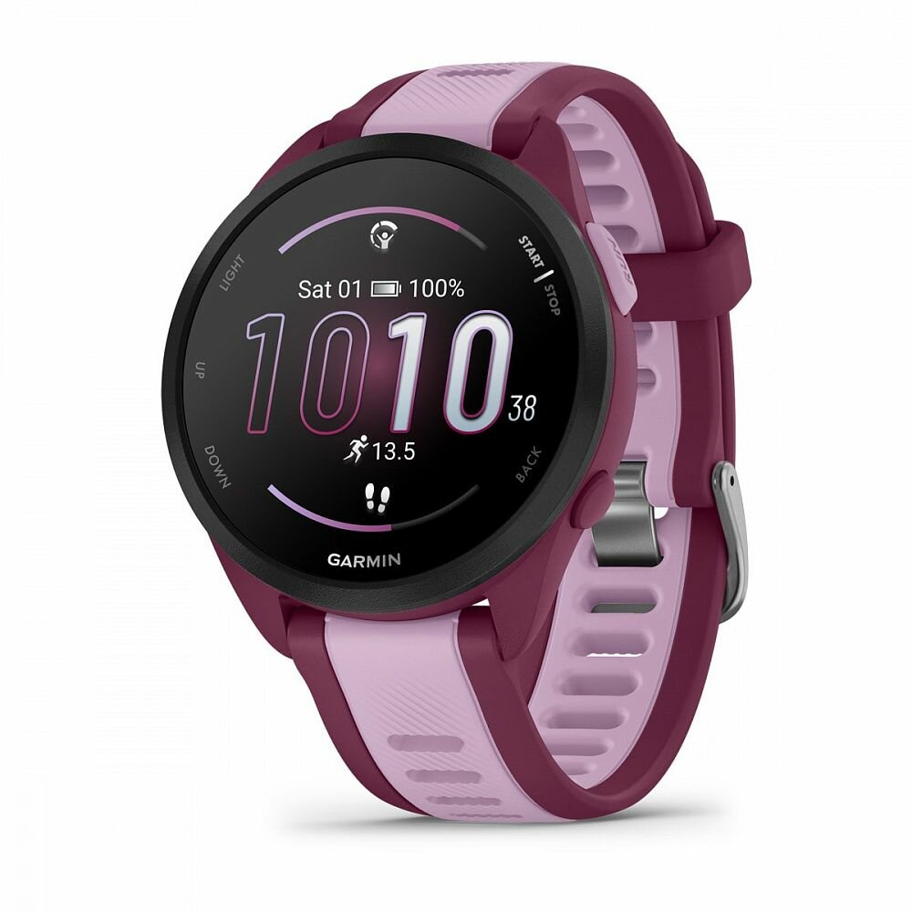 Часы Garmin FORERUNNER 165 Music лиловый c малиновым ремешком (010-02863-33)