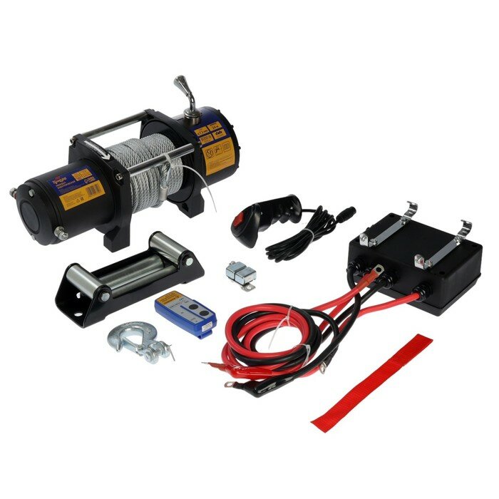 Лебедка электрическая тундра, 12V, 5000 lb (2.3 т), 2.7 л. с, до 8.5 м/мин, 7.2 мм х 24 м, 1002779