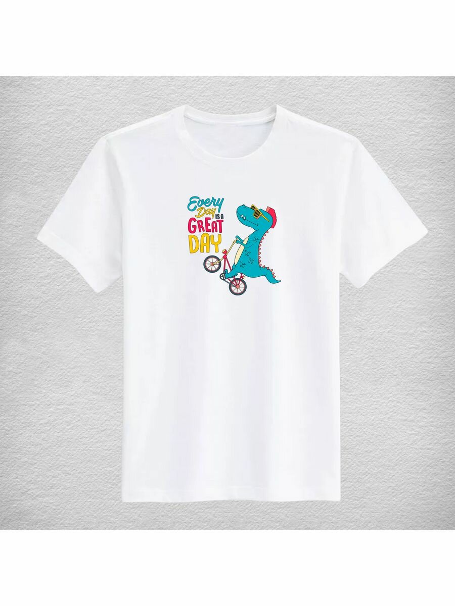 Футболка динозавр на велосипеде