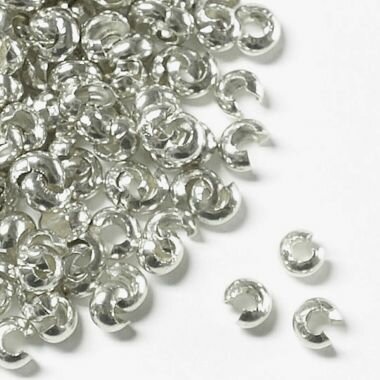 Кримпы, 4х3мм, покрывные, базовый материал - латунь, серебристого цвета, 2 грамма