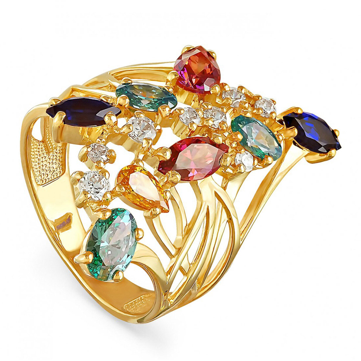 Кольцо, серебро, 925 проба, алпанит, фианит