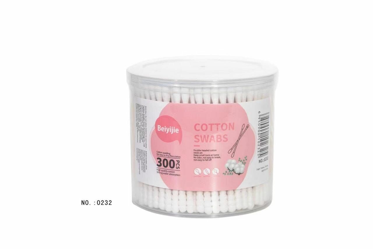 Ватные палочки BBet, 100 % натуральный продукт, для детей, контейнер, 300 штук