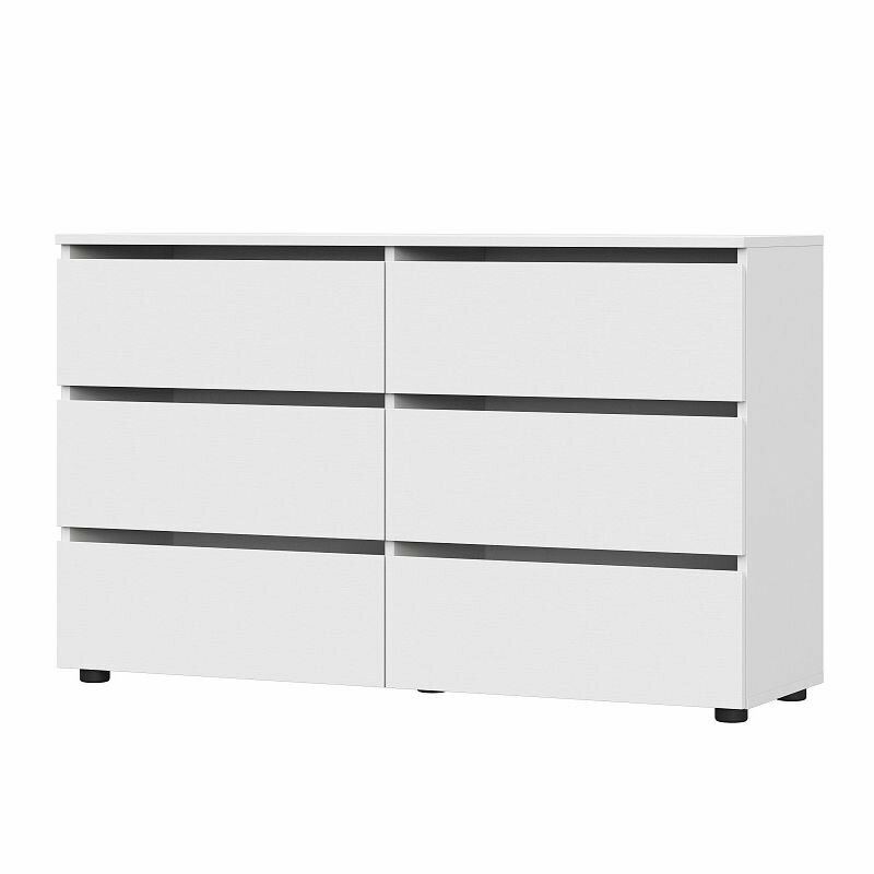 Комод SV-Мебель "Токио", 6 ящиков, Белый текстурный, ЛДСП, 120.1 х 73.9 х 36.8 см