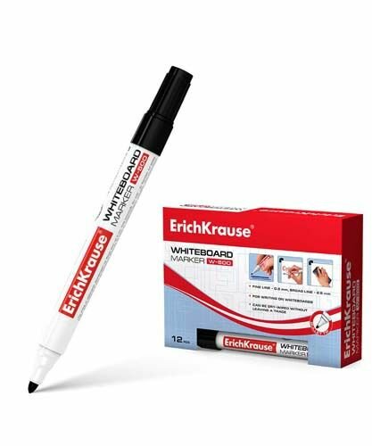 Маркеры д/доски ErichKrause W-500 черный, 0.8-2.5мм 12845 . Комплект из 12 маркеров