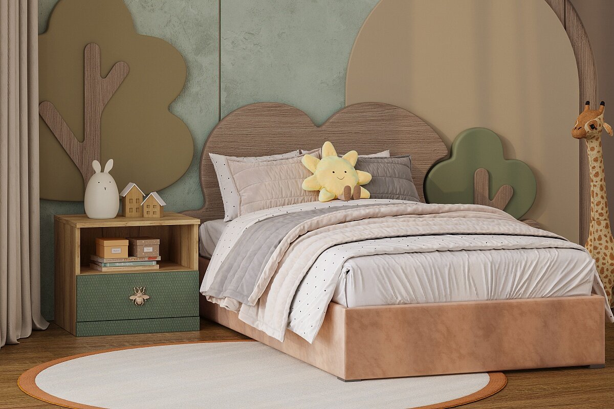 Тумба прикроватная МебельЛэнд24 Скарабей - 2 МДФ Пантано 45x38x40 зеленый