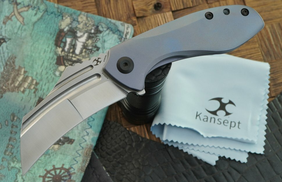 Складной нож Kansept Knives KTC 3, сталь CPM S35VN, сатин, рукоять синий титан