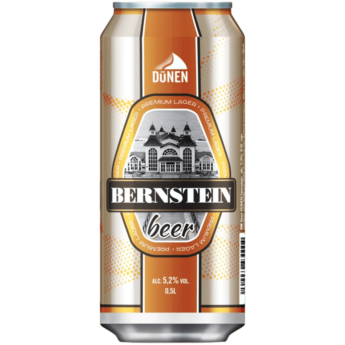 Пиво "Dunen" Bernstein, светлый лагер, фильтрованное, 0,5 л ж/б