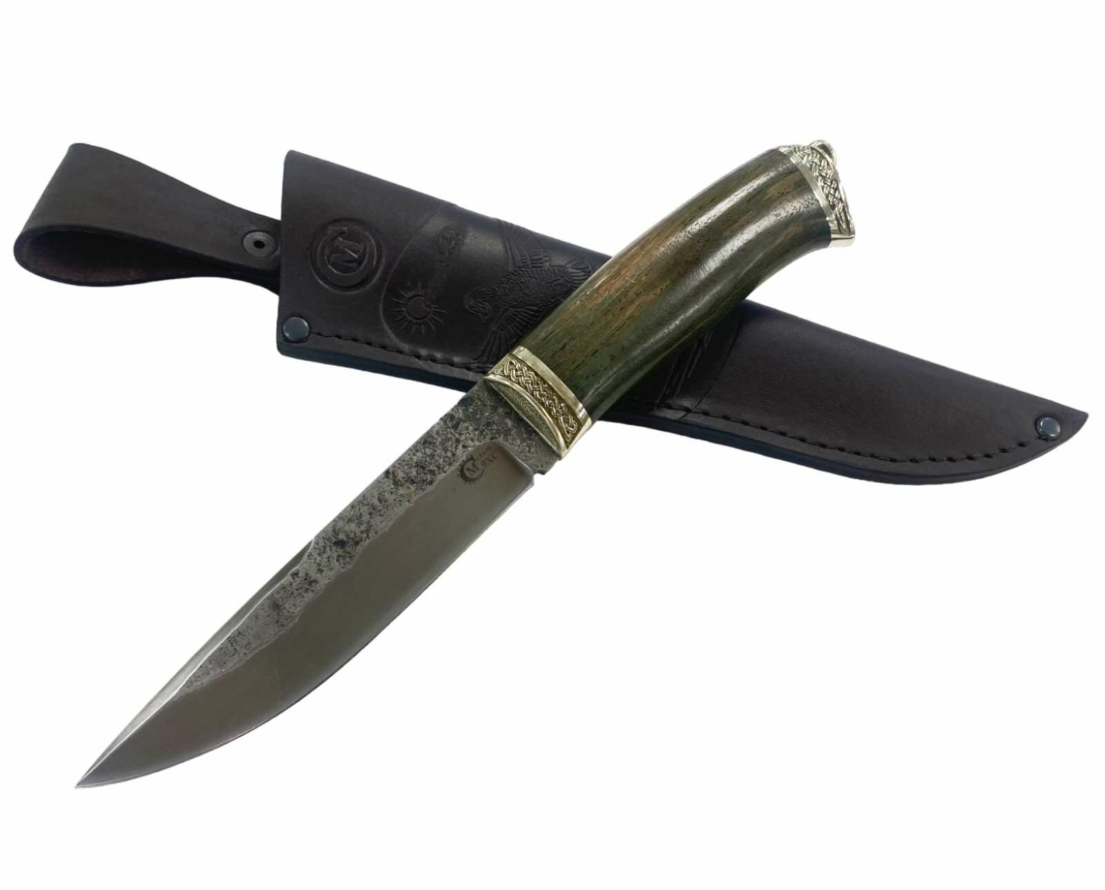 Нож Тигр, 9ХС, рукоять из ценных пород древесины и мельхиора