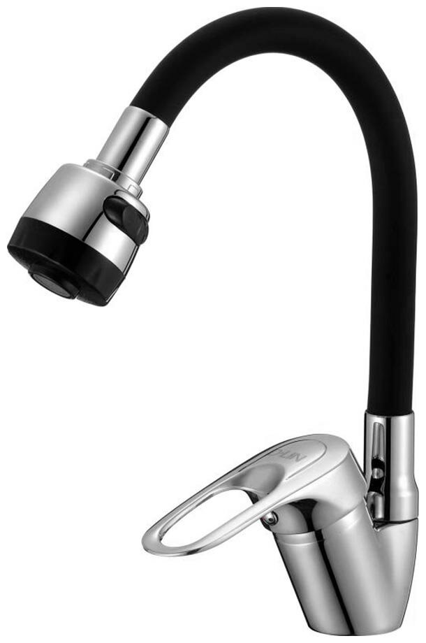 Смеситель для кухни с гибким изливом D-Lin хром/черный (D150628-1T)