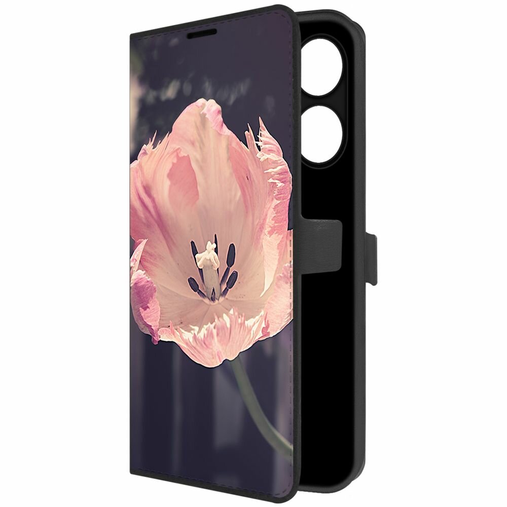 Чехол-книжка Krutoff Eco Book для Xiaomi Poco M6 4G Тюльпан (черный)