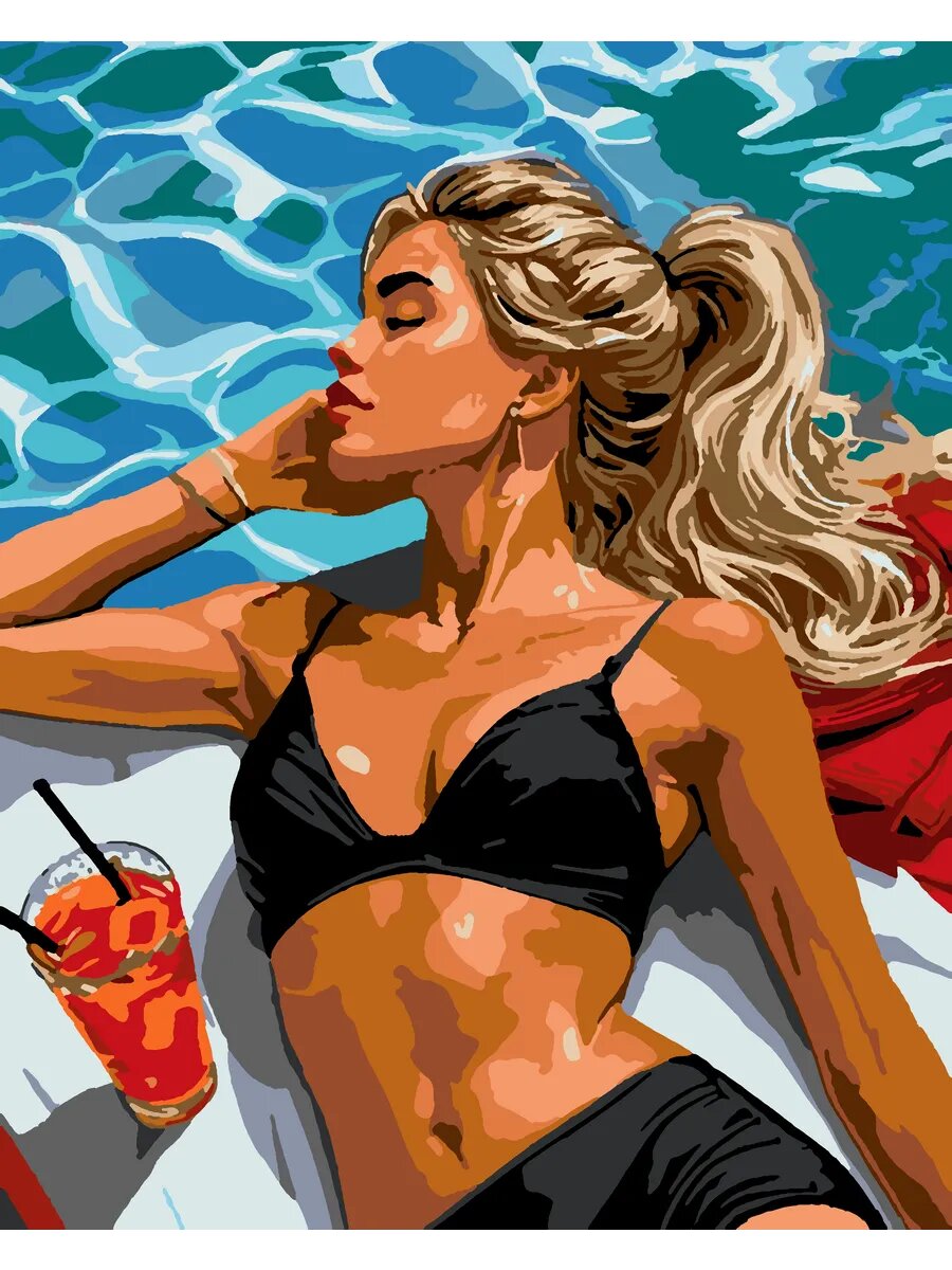 Картина по номерам Девушка у бассейна 40х50 см