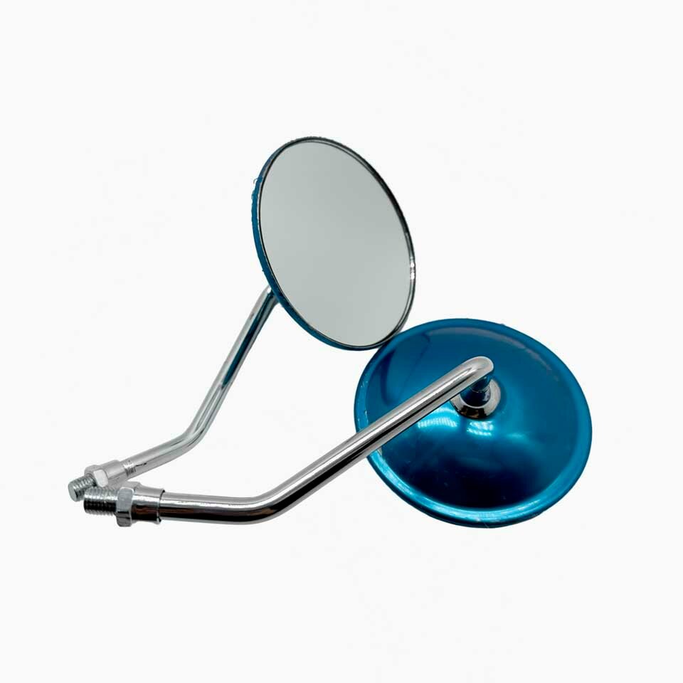 Зеркала на мотоцикл, мопед, скутер большие, круглые, металл, хром (М10)