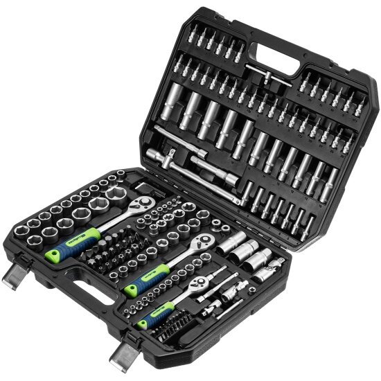 Сибртех Набор инструментов, 1/2", 3/8", 1/4", пластиковый кейс 172 предм, , 14171