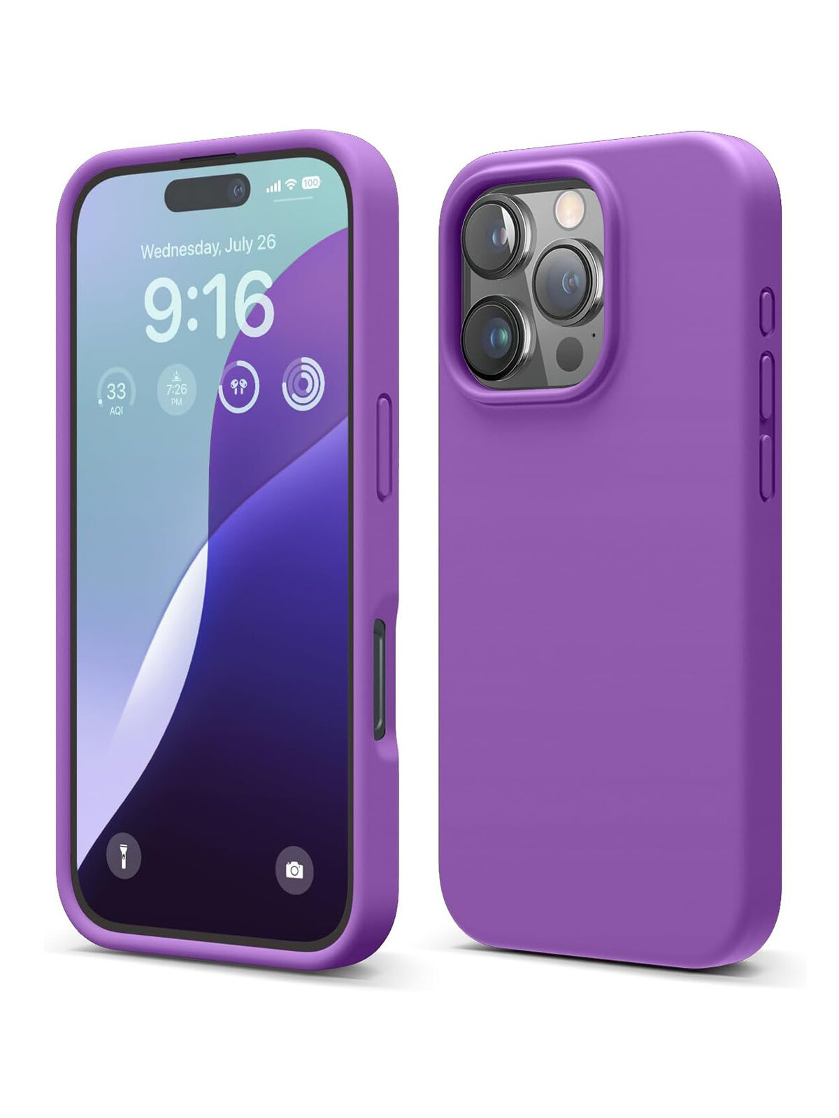 Elago для iPhone 16 Pro чехол Soft silicone (Liquid) Neon Purple