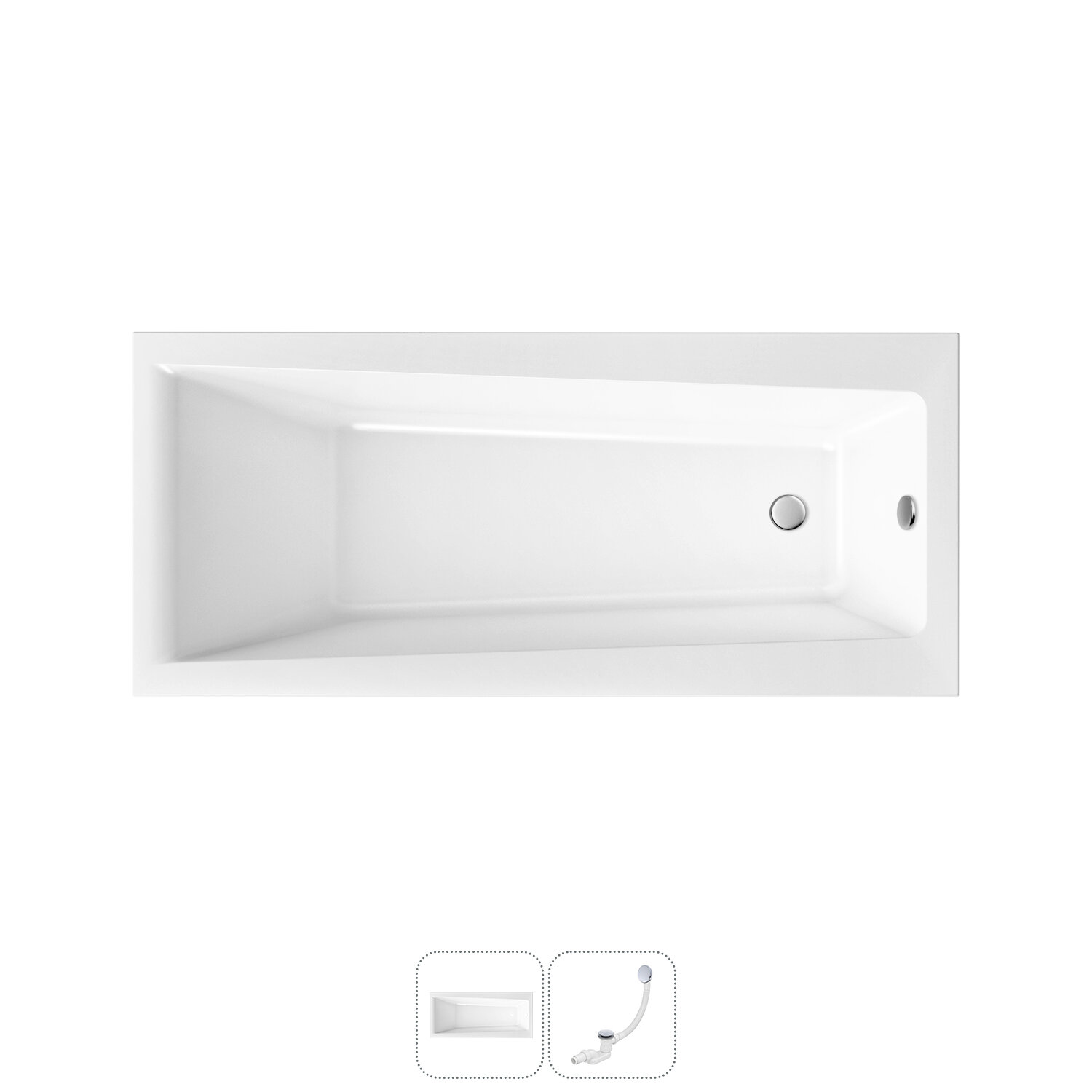 Акриловая ванна 160x75 Lavinia Boho Rock 202010753 в наборе 2 в 1: прямоугольная ванна 160 x 75 см, слив-перелив