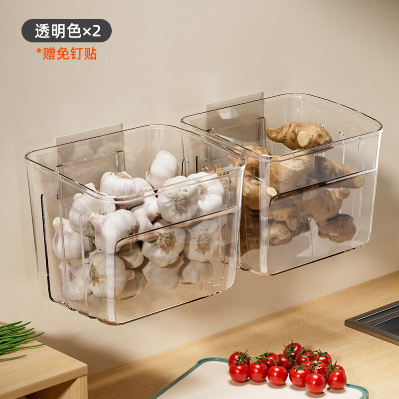 Корзина для хранения лука и чеснока, настенная, прозрачная, 2 шт.