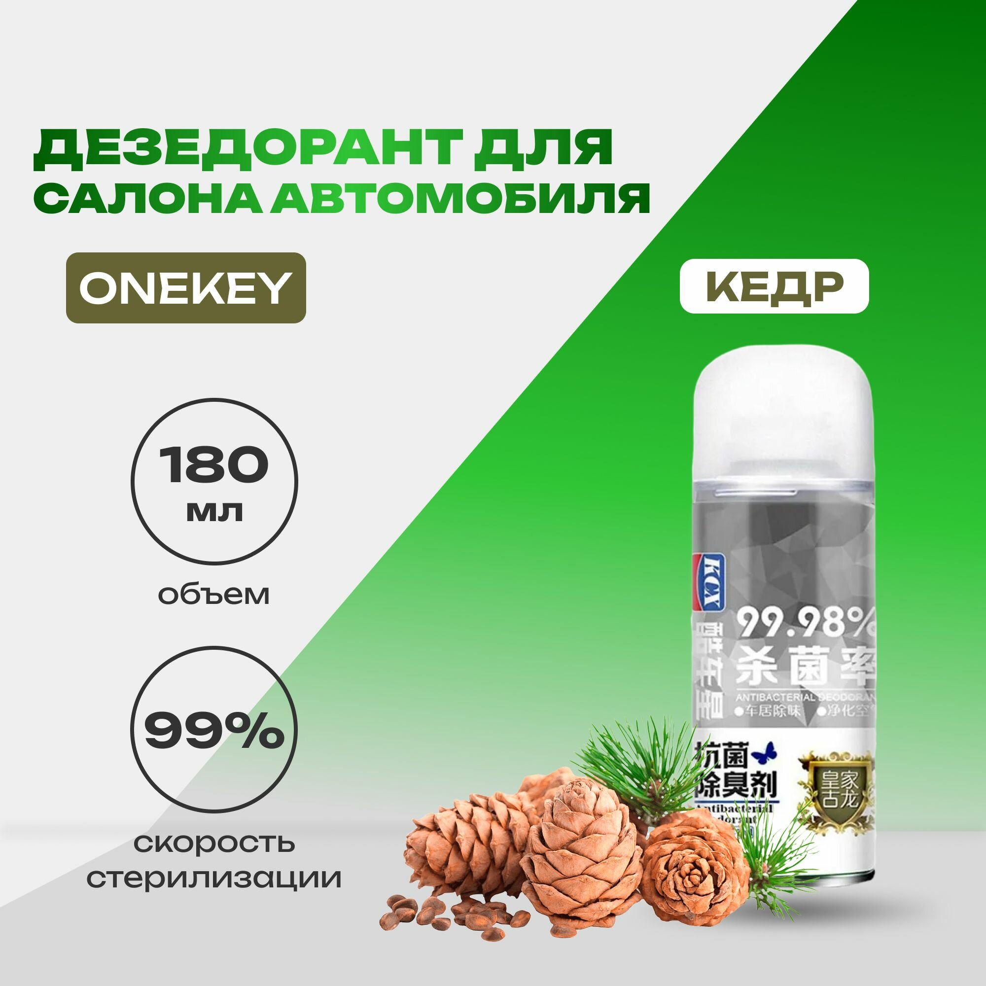 Очиститель кондиционера автомобиля OneKey "Кедр" 180 мл