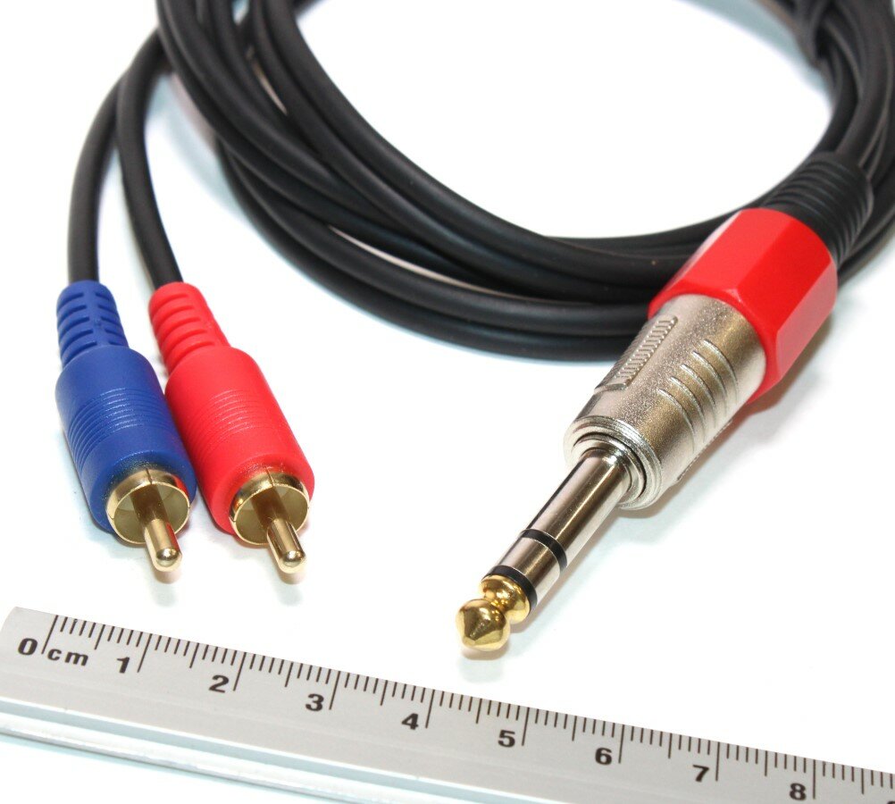 Шнур RCA2-«Джек 6,3 мм» стерео (штекер позол. пласт.), 1,5 м, DAYTON