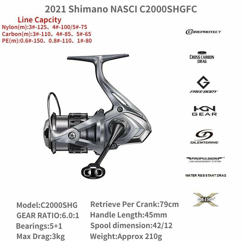 2021 Shimano NASCI FC 500 C2000 2500SHG C3000HG 4000XG C5000XG Рыболовное колесо с катушкой для соленой воды