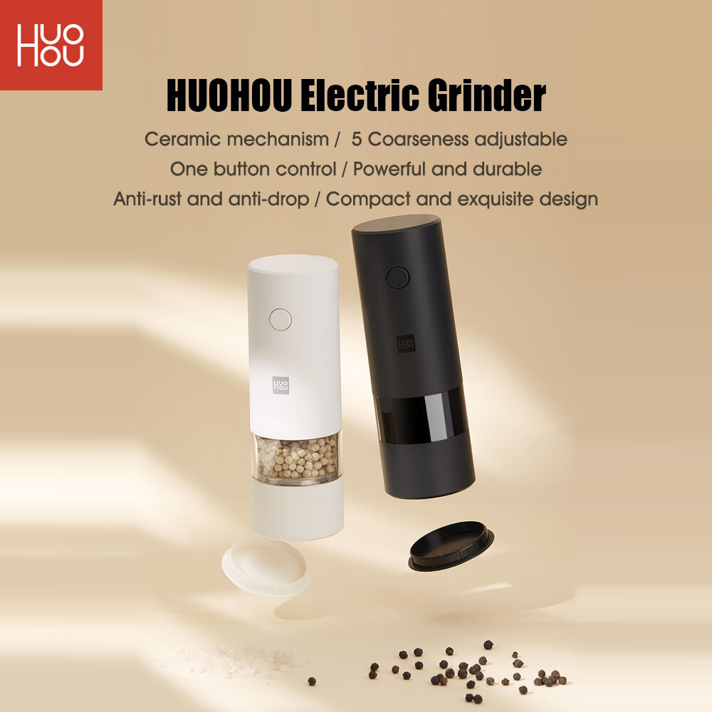 Электрическая мельница для соли и перца, работающая от батареек, автоматическая мельница для специй со светодиодной подсветкой, регулируемая керамическая зернистость, управление одной рукой