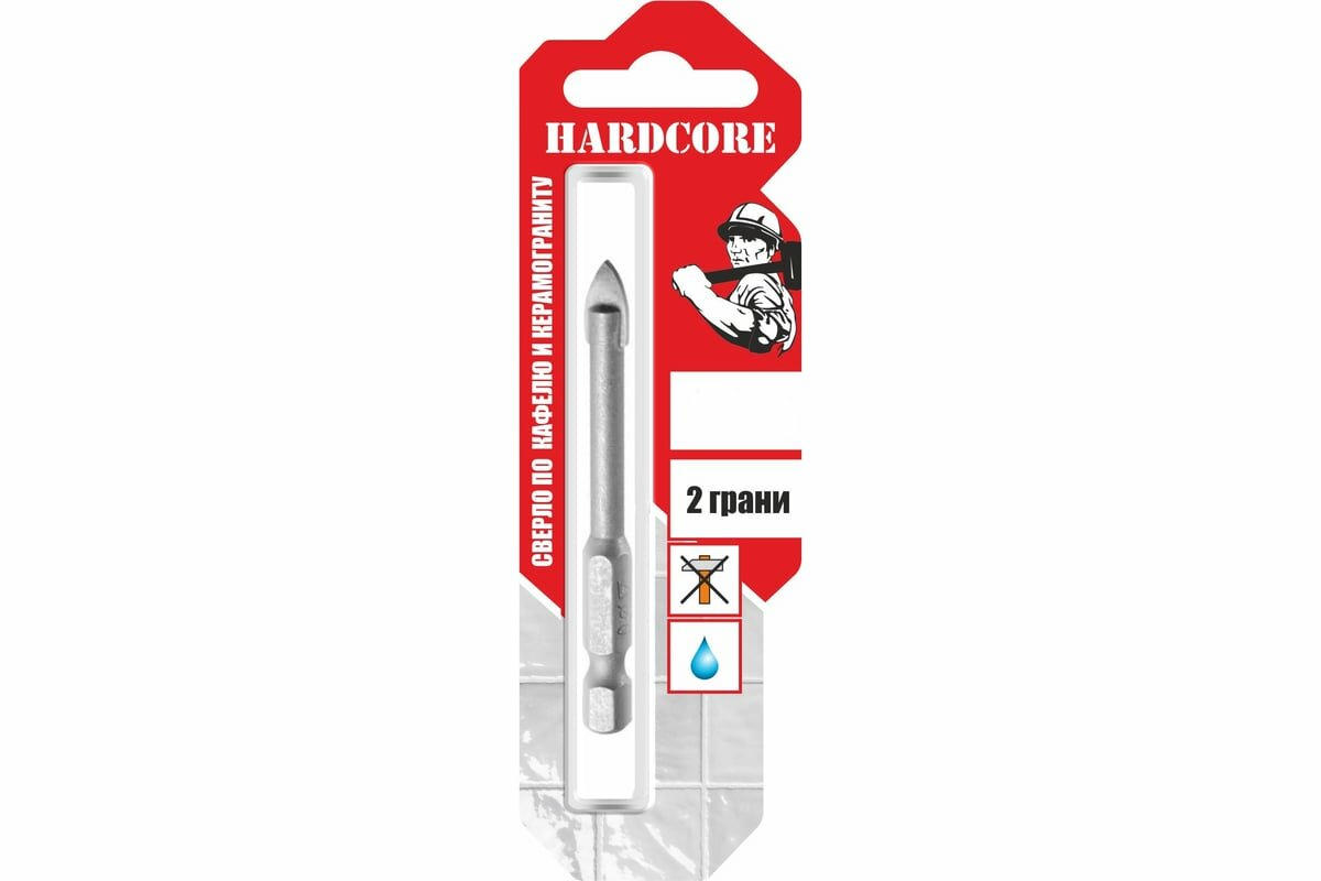 Hardcore 150012 Сверло по керамограниту и керамической плитке 12 мм, 2 грани для реза