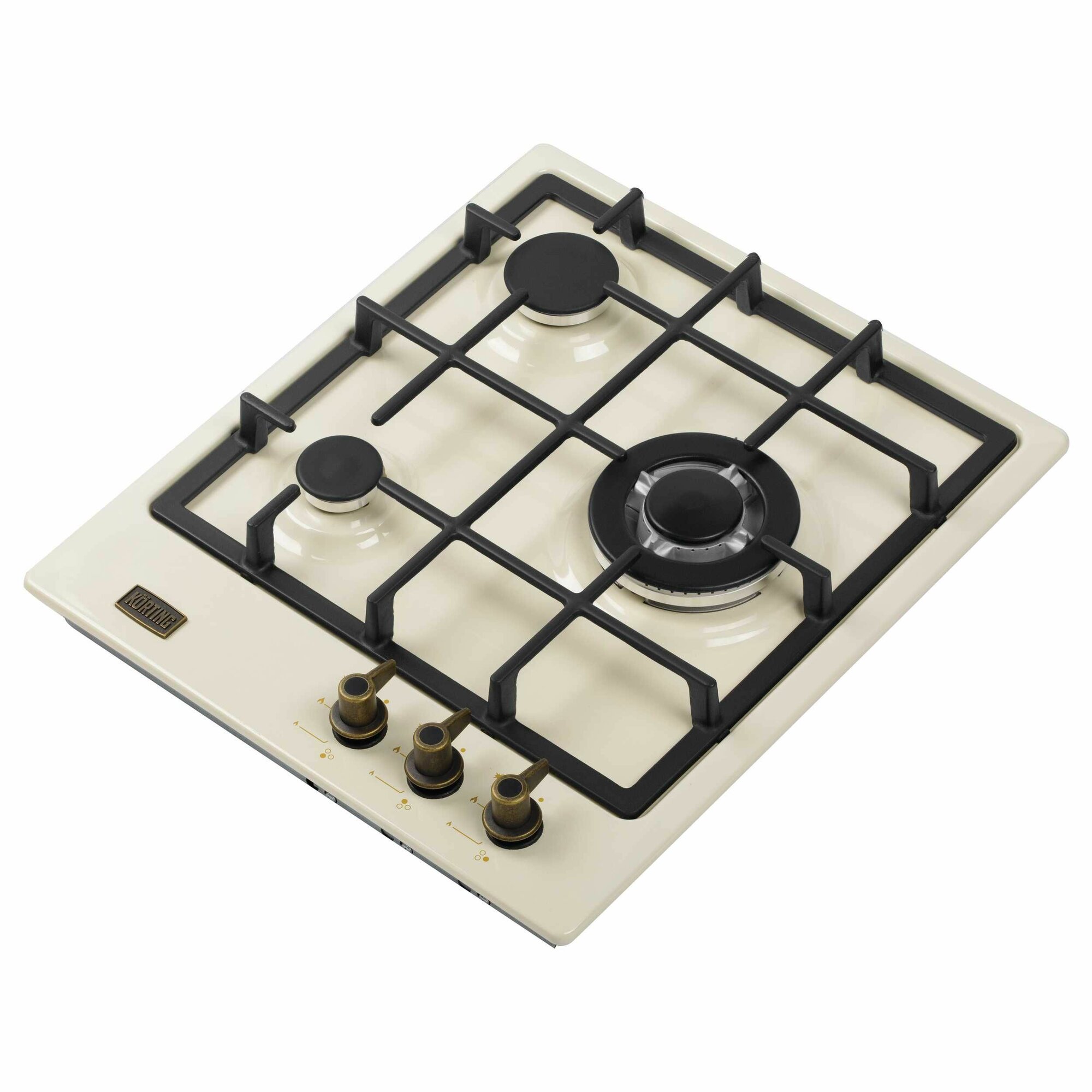 Газовая варочная панель Korting HG 465 CTRB ширина 45 см, 3 конфорки, WOK, электроподжиг, слоновая кость — фото 1