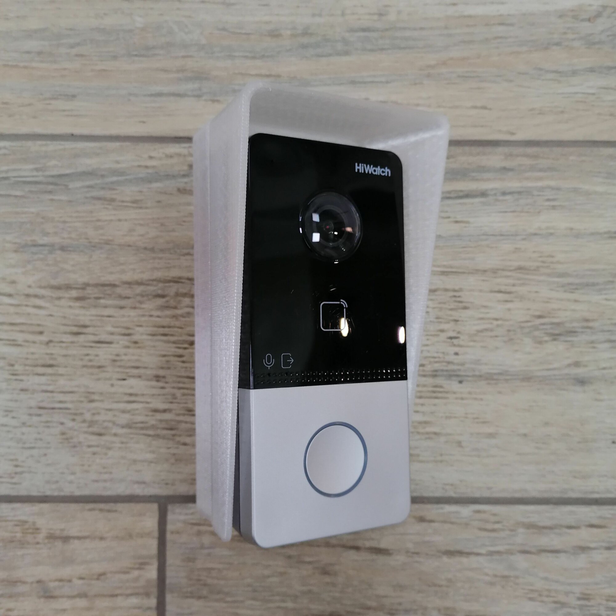 Комплект V2 козырек + уголок для вызывной панели домофона Hikvision HiWatch (прозрачный)(3D-печать, пластик)(универсальный угол)