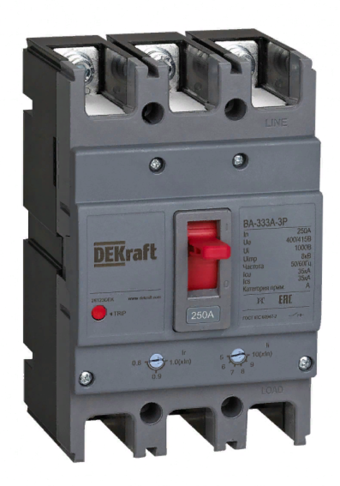 Автоматический выключатель DEKraft / ДеКрафт ВА-333А, 3P 250А 35кА, 28123DEK / электроавтомат
