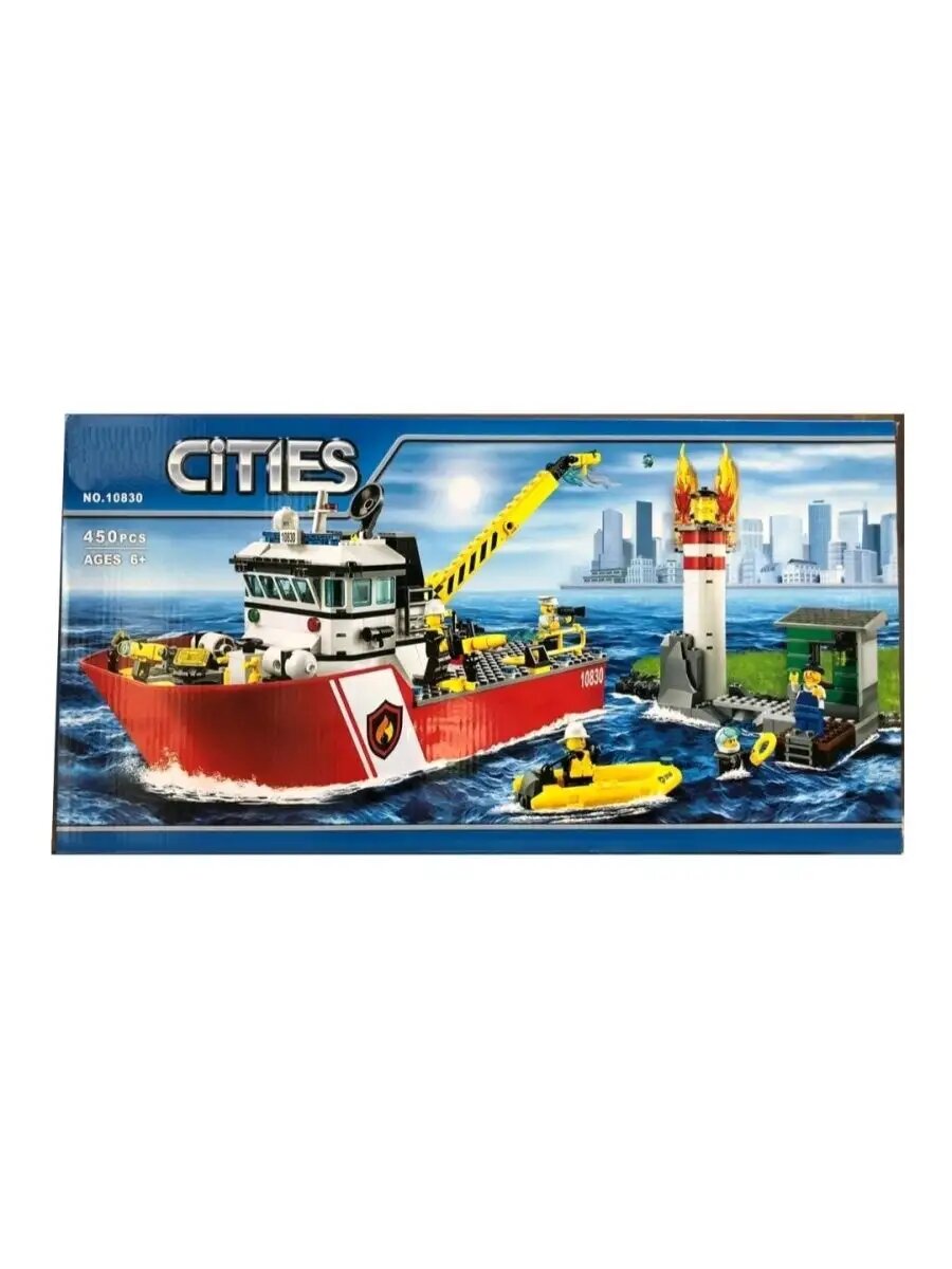 Конструктор Cities Сити Пожарный катер лодка аналог LEGO