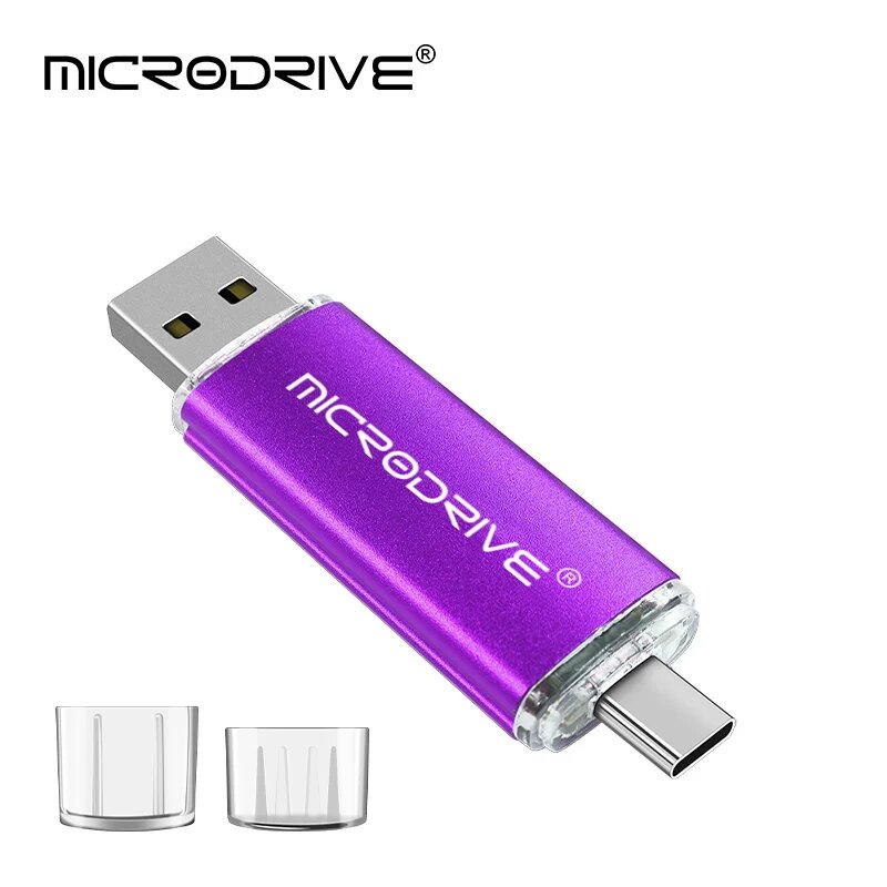 MicroDrive JSD016G1228 USB-флешка OTG 8-512 ГБ 64 ГБ, фиолетовый