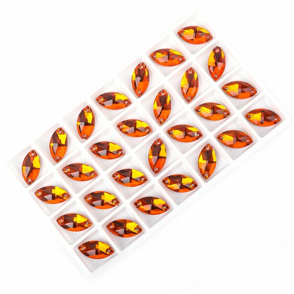 Стразы для вышивки кристалл Оранжевый, 17x32mm 12pcs, orange